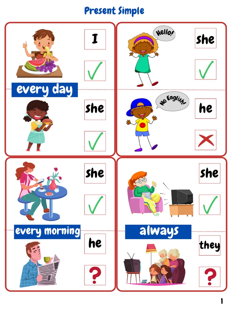 Present Simple Cards | PDF