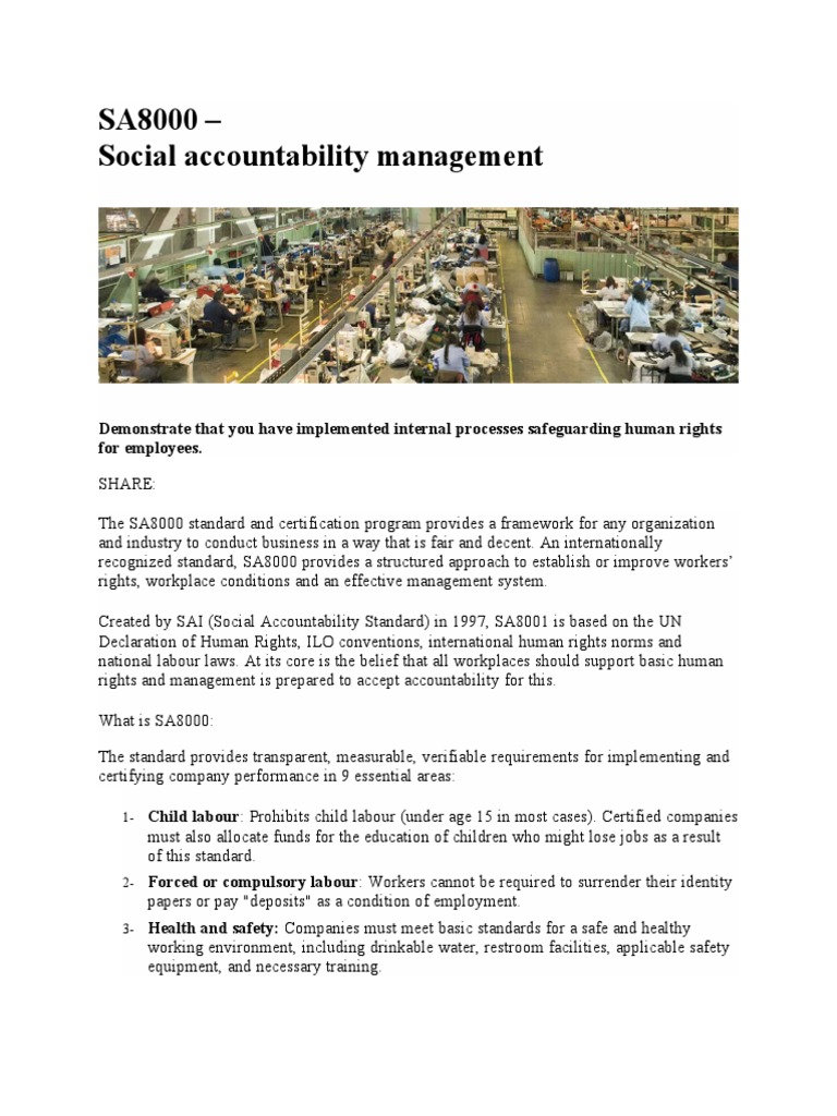 SA8000 | PDF | Labour Law | Discrimination