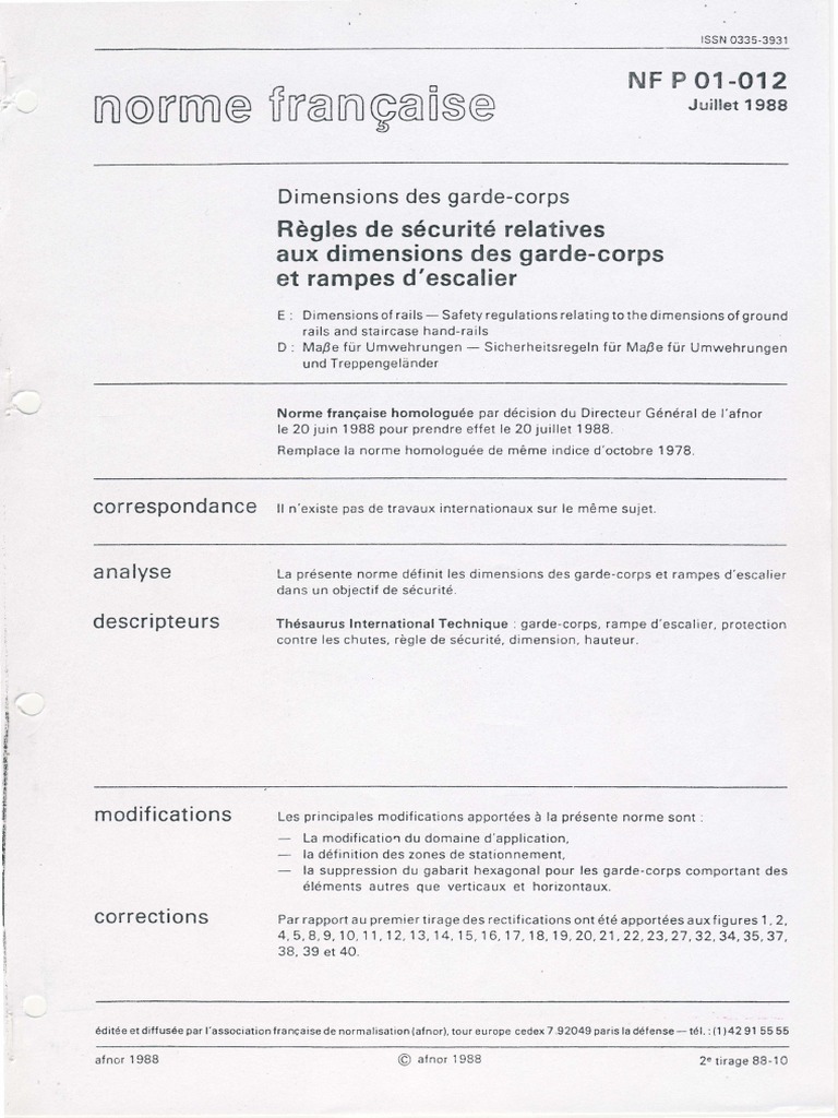 Dimensions et normes des garde-corps | PDF