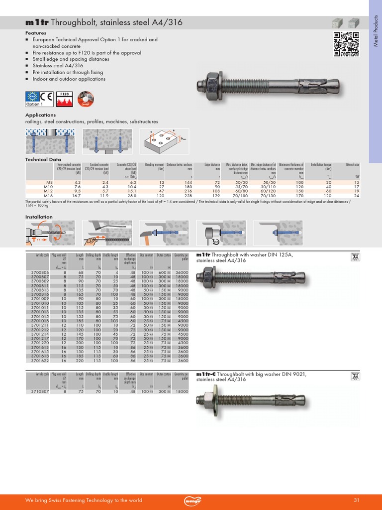 Stainless Steel Throughbolt for Metal Products | PDF | Civil Engineering | Building Engineering