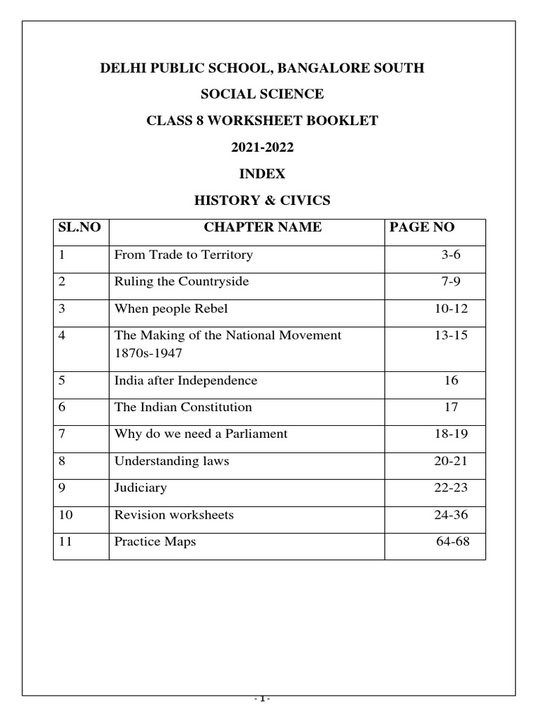 Class 8 Social Science Worksheet 2021-22 | PDF | Indian Rebellion Of ...