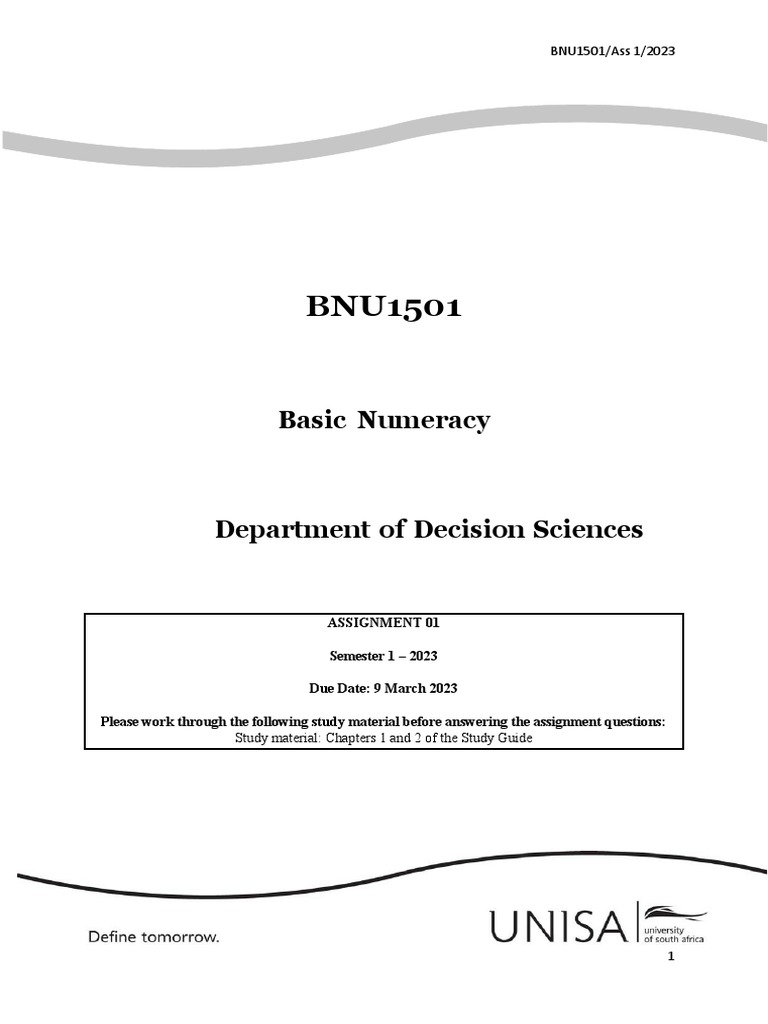 BNU1501 - Assignment 01 - Semester 1-2023 | PDF | Numbers | Integer