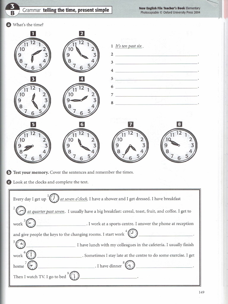 Telling The Time, Present Simple | PDF