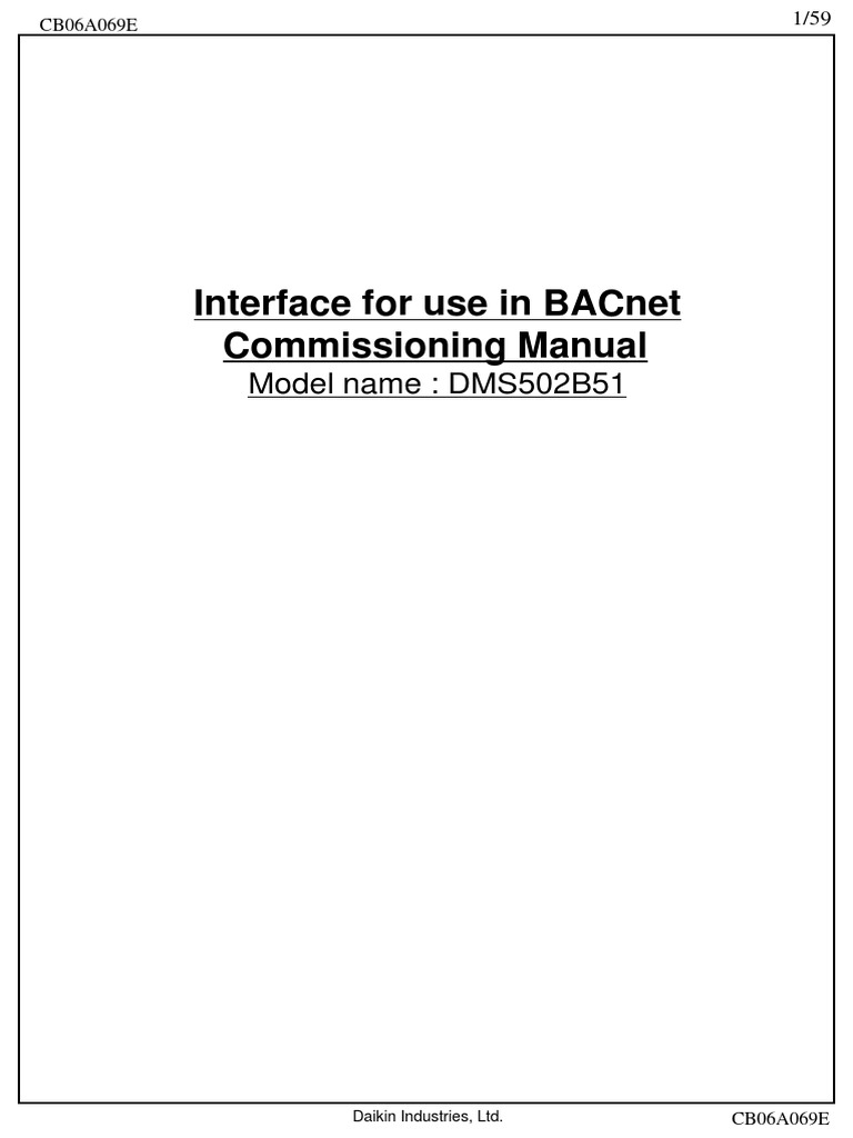 Interface For Use in Bacnet Commissioning Manual: Model Name: Dms502B51 ...
