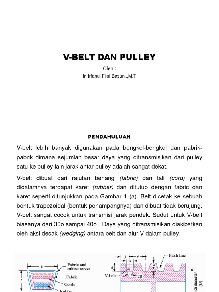 Spesifikasi dan Perhitungan V-Belt Pulley | PDF