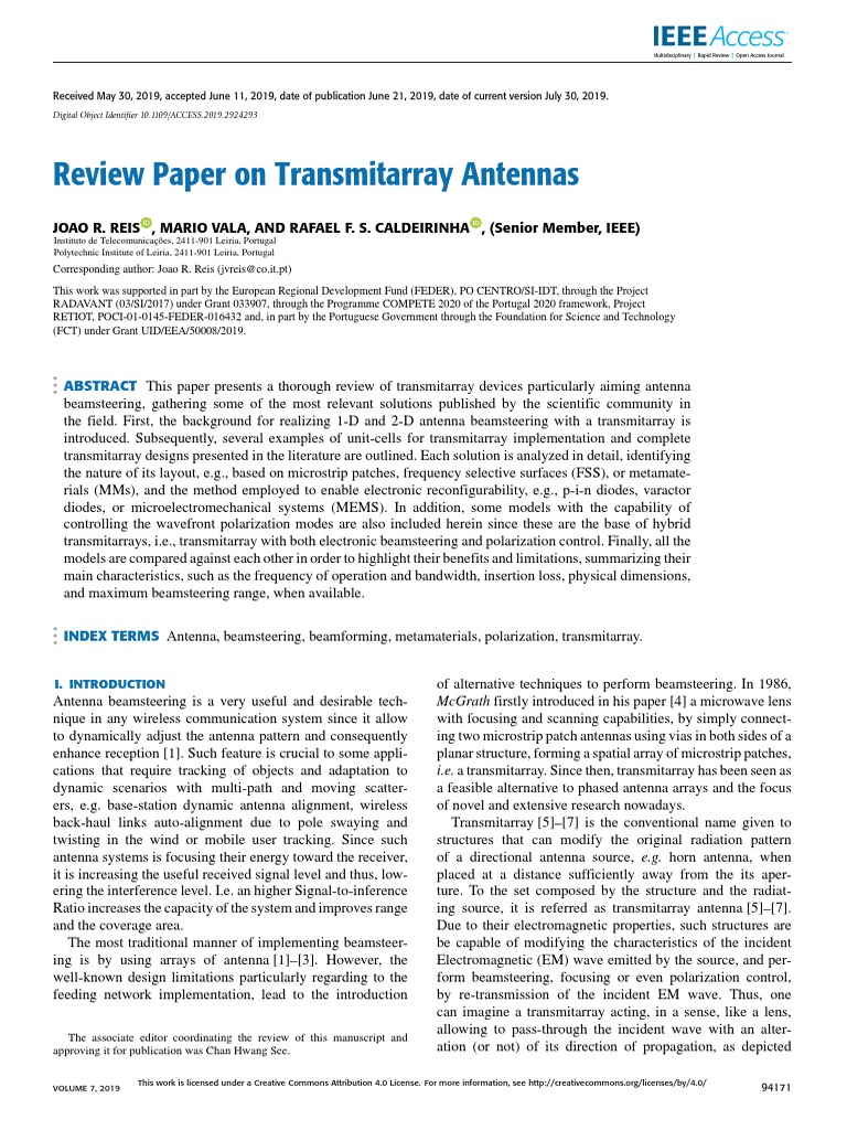 Review Paper On Transmitarray Antennas | PDF | Antenna (Radio ...