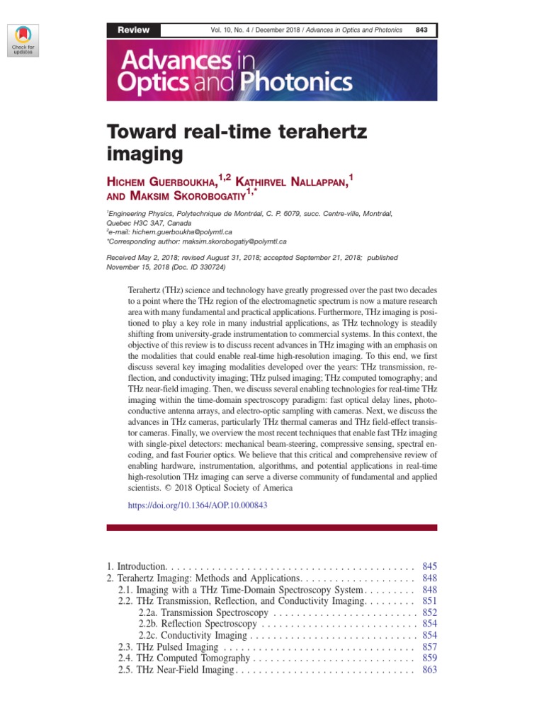 Toward Real-Time Terahertz Imaging | PDF | Terahertz Radiation | Electromagnetic Spectrum