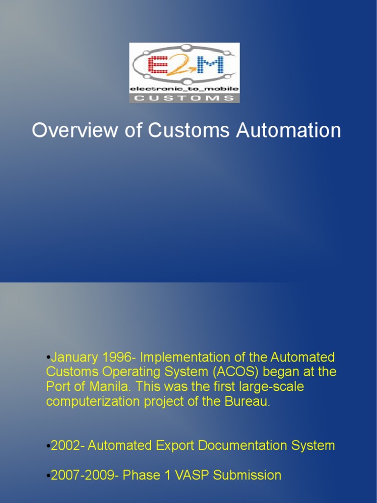 Phases of E2m | PDF | Payments | Customs