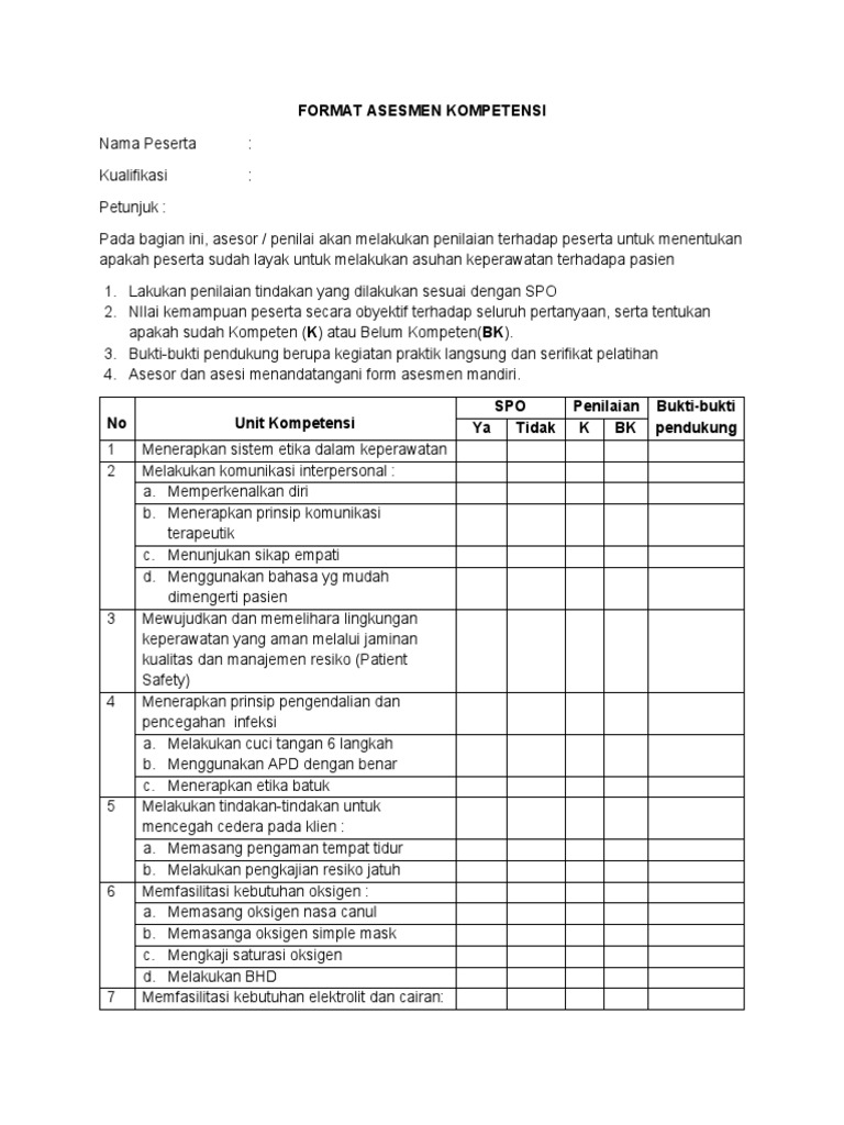 FORMAT ASESMEN KOMPETENSI TERBARU | PDF