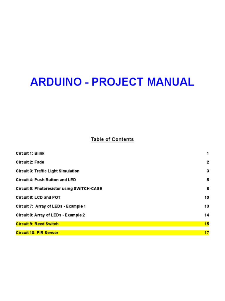 Arduino ProjectManual | Download Free PDF | Electronic Circuits | Arduino