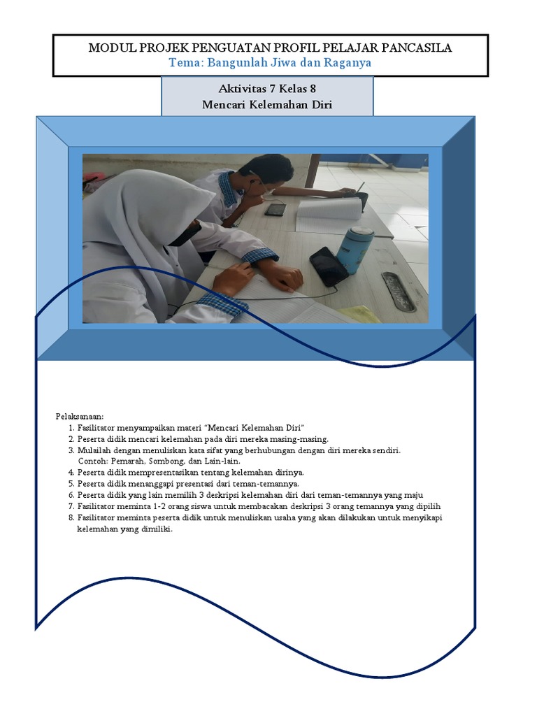 Modul Projek Penguatan Profil Pelajar Pancasila Aktivitas 7 Kelas 8 Mencari Kelemahan Diri | PDF