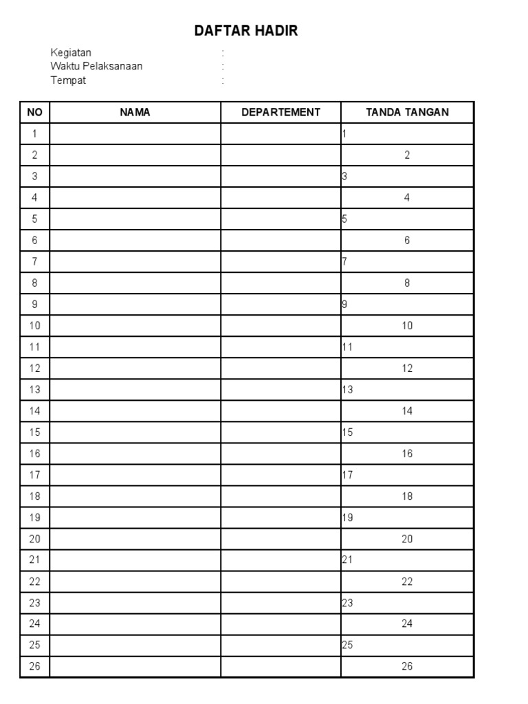 DAFTAR HADIR Safety Talk | PDF