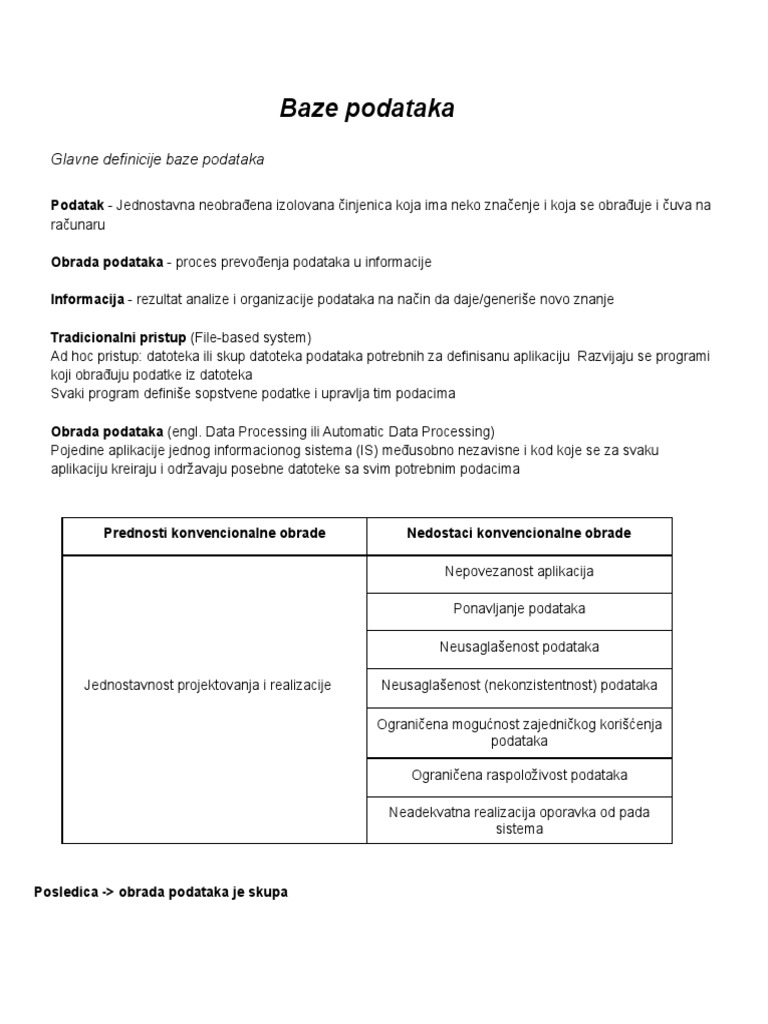 Baze Podataka - Skripta | PDF