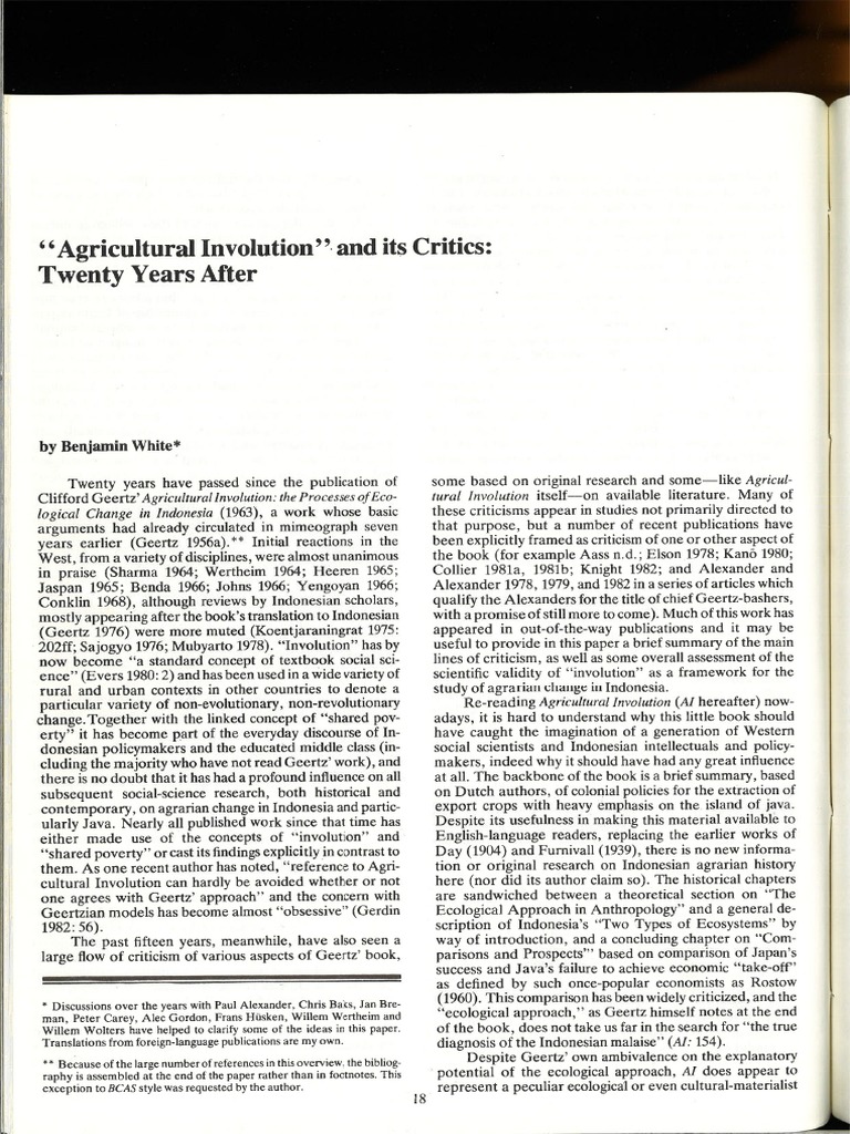 P2-Benjamin White - Agricultural Involution and Its Critics, Twenty ...
