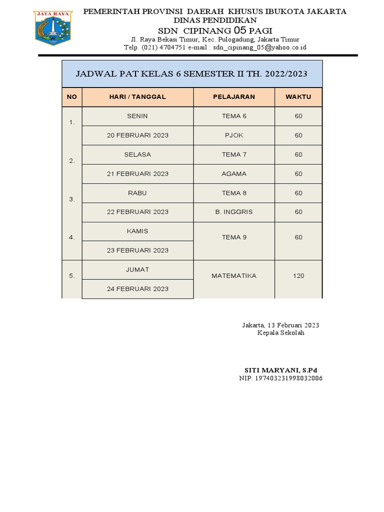 Jadwal Pat | PDF