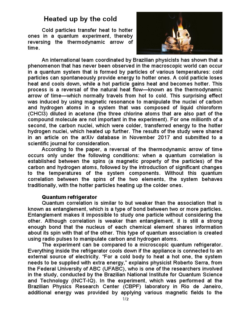 Heated Up by The Cold - 1 | PDF | Heat | Atoms