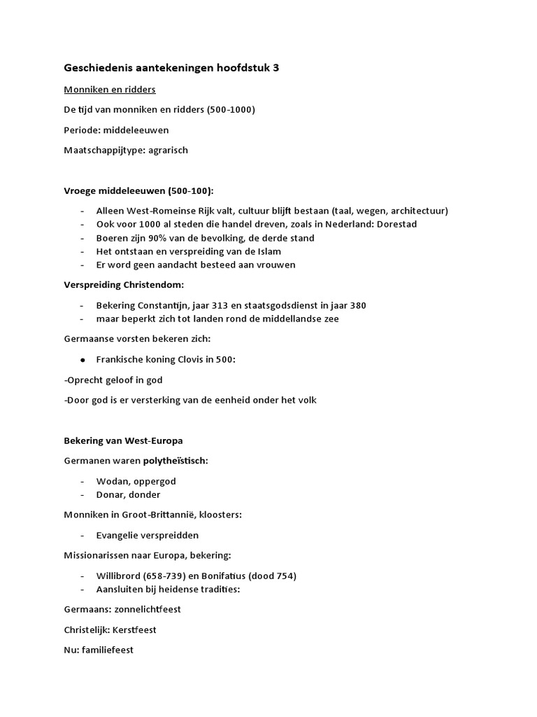 Geschiedenis Aantekeningen Hoofdstuk 3 | PDF