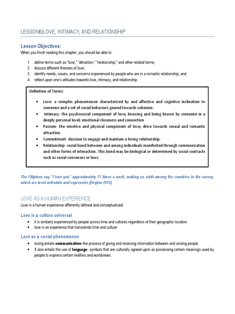 GENEd EL1 Lesson 6 | PDF | Love | Senses