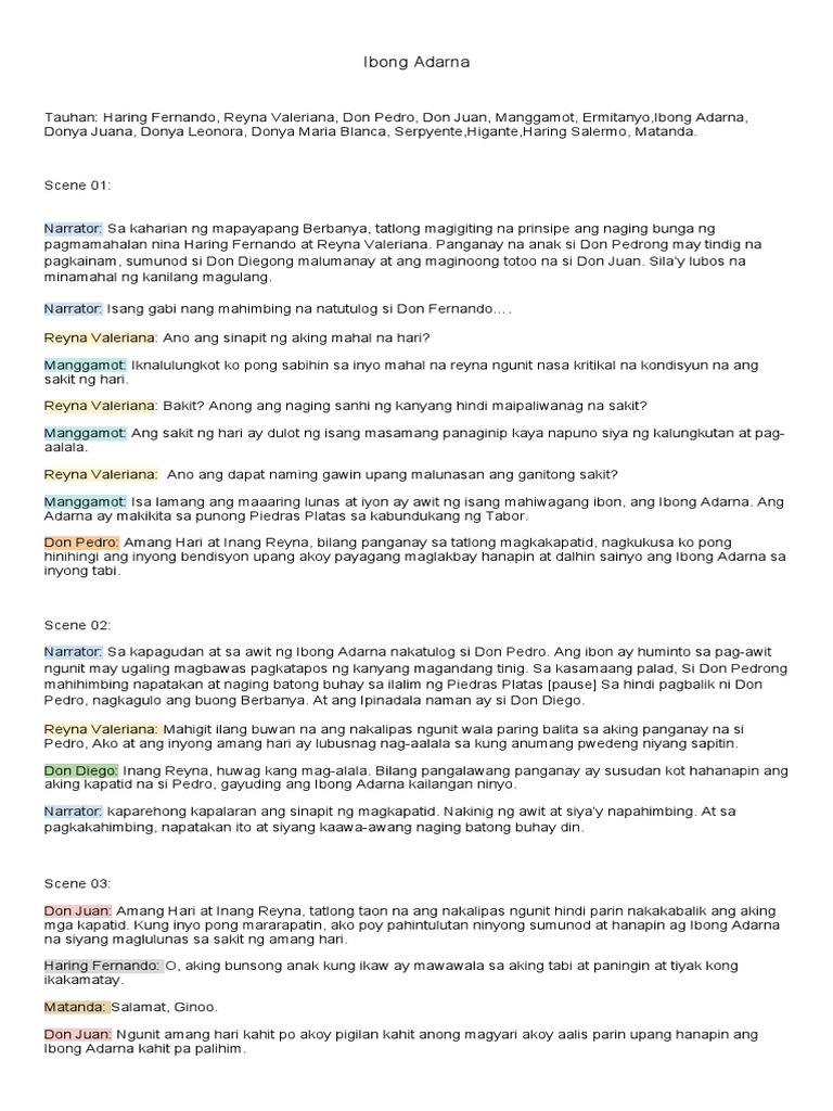 Ibong Adarna Script | PDF