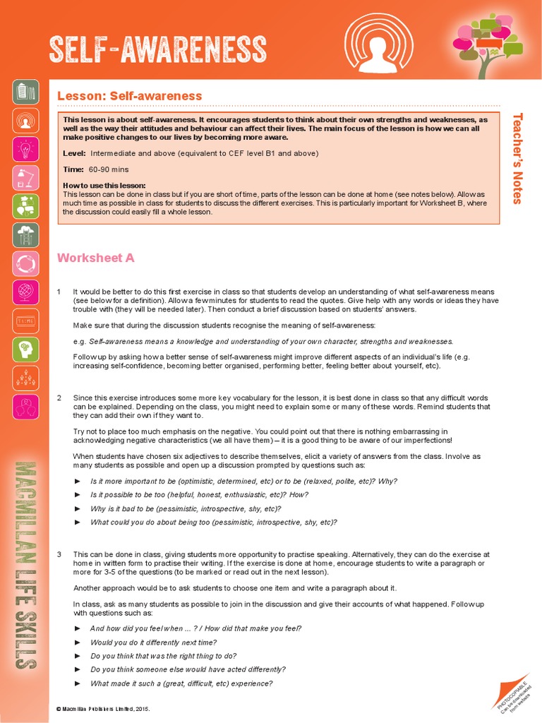 Life Skills Lesson Self Awareness | PDF | Self Awareness | Understanding