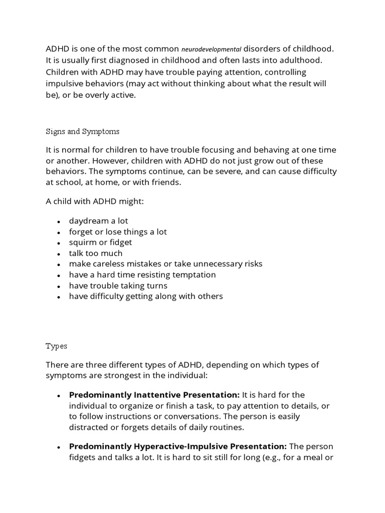 ADHD | PDF | Attention Deficit Hyperactivity Disorder | Clinical Medicine