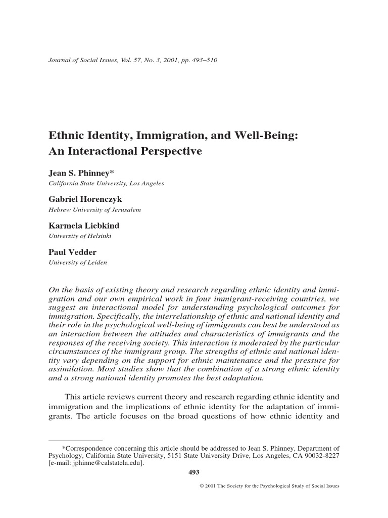 Journal of Social Issues - 2002 - Phinney - Ethnic Identity Immigration ...
