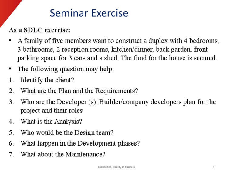 Seminar Exercise: As A SDLC Exercise | PDF | Business | Self-Improvement