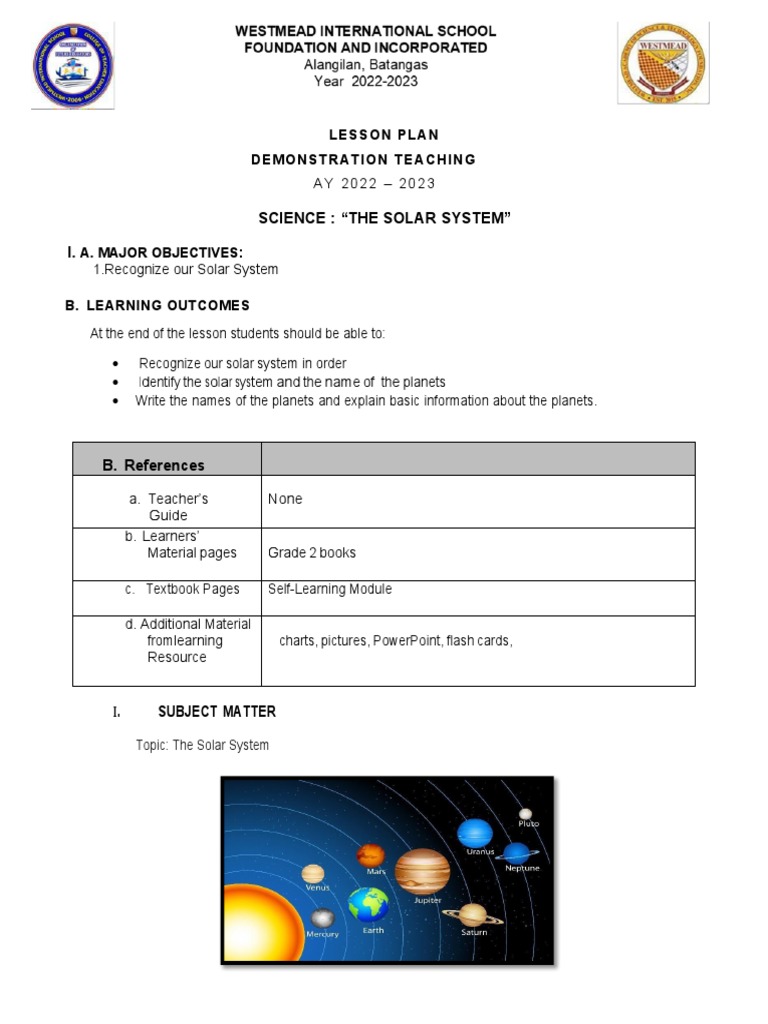FINAL Pck-4 - Lesson-Plan - Solar-System | PDF | Planets | Solar System FINAL Pck-4 - Lesson-Plan - Solar-System | PDF | Planets | Solar System