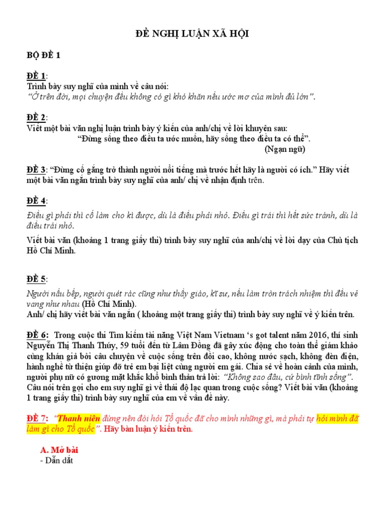 NLXH- BỘ ĐỀ 1 | PDF