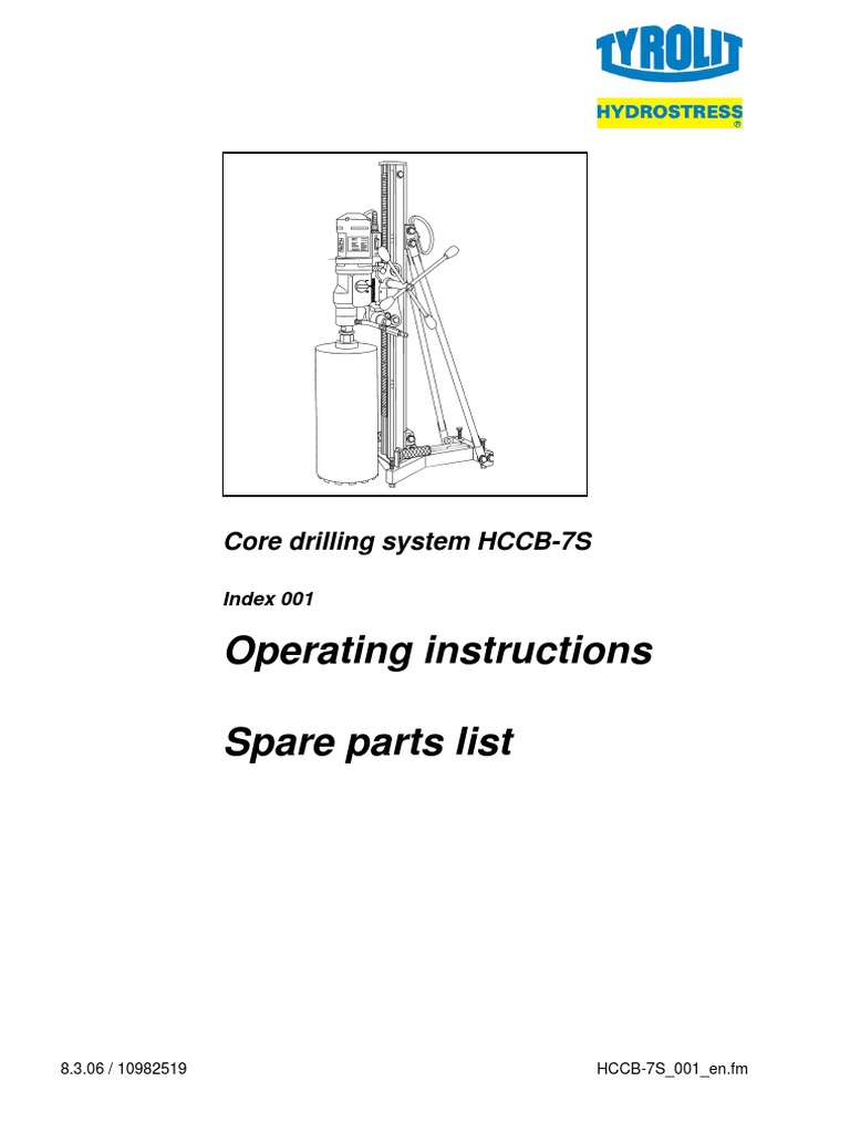 TYROLIT Hydrostress HCCB-7S Parts Manual | PDF | Drill | Personal ...
