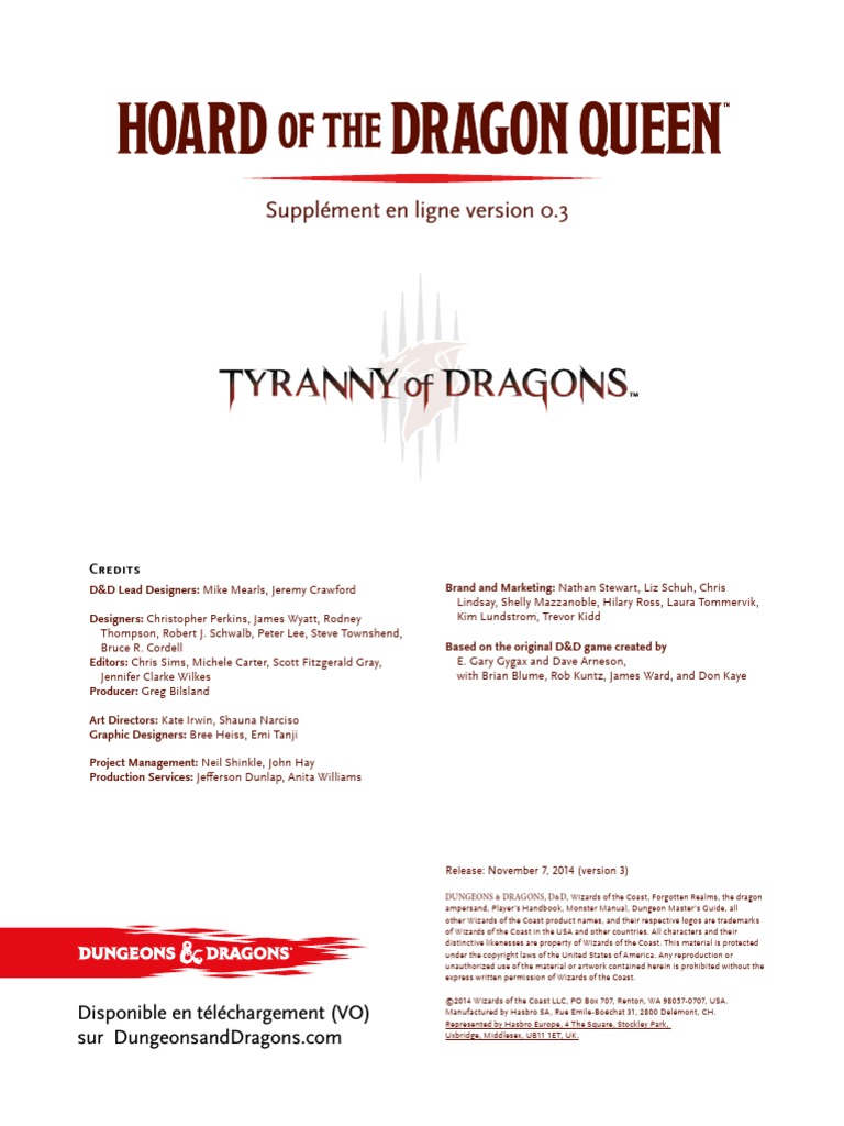 HoardDragonQueen Supplement VF v0.3 | PDF | Donjons et dragons | Dragon