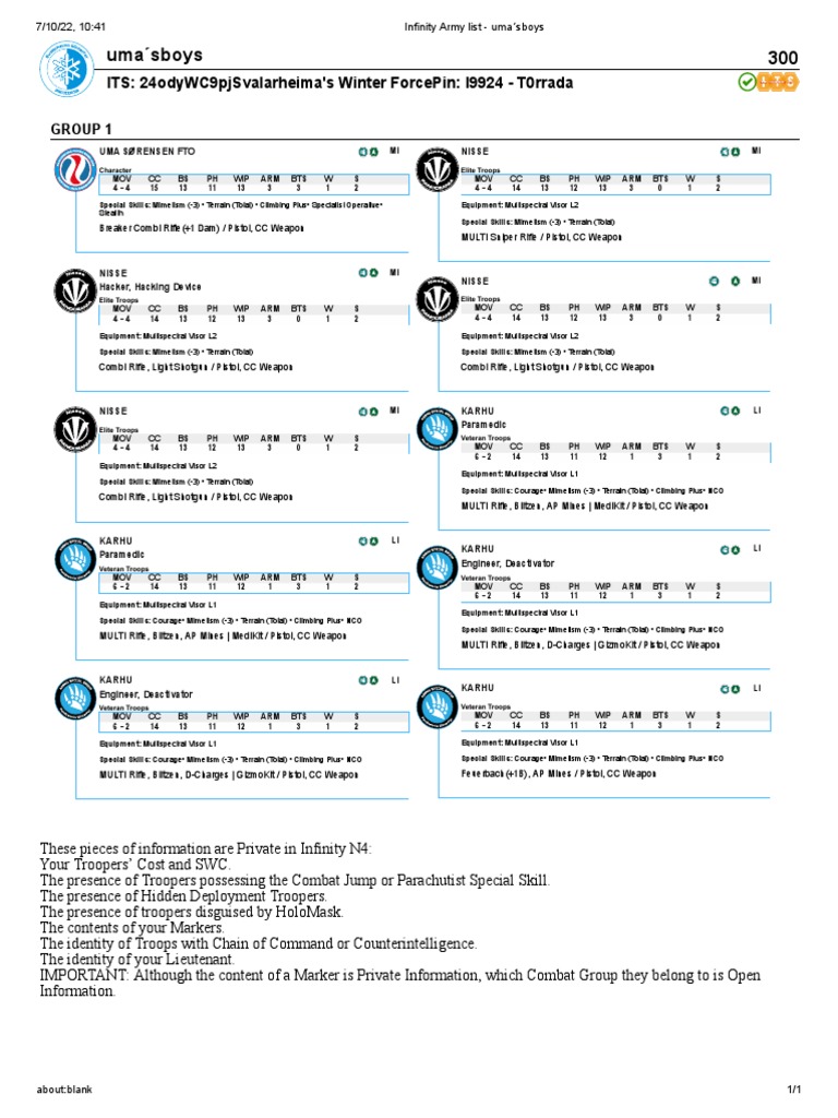Infinity Army List - T0rrada 1 Cortesia | PDF | Warfare | Securities