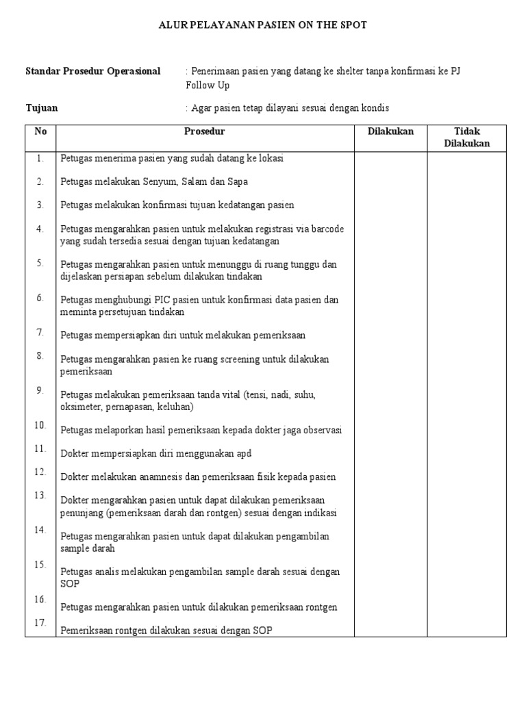 Alur Penerimaan Pasien On The Spot | PDF | Sains & Matematika