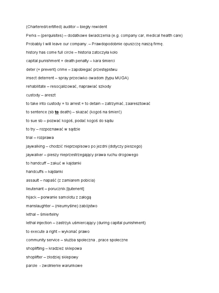 Vocabulary Law and Order PL-EN | PDF