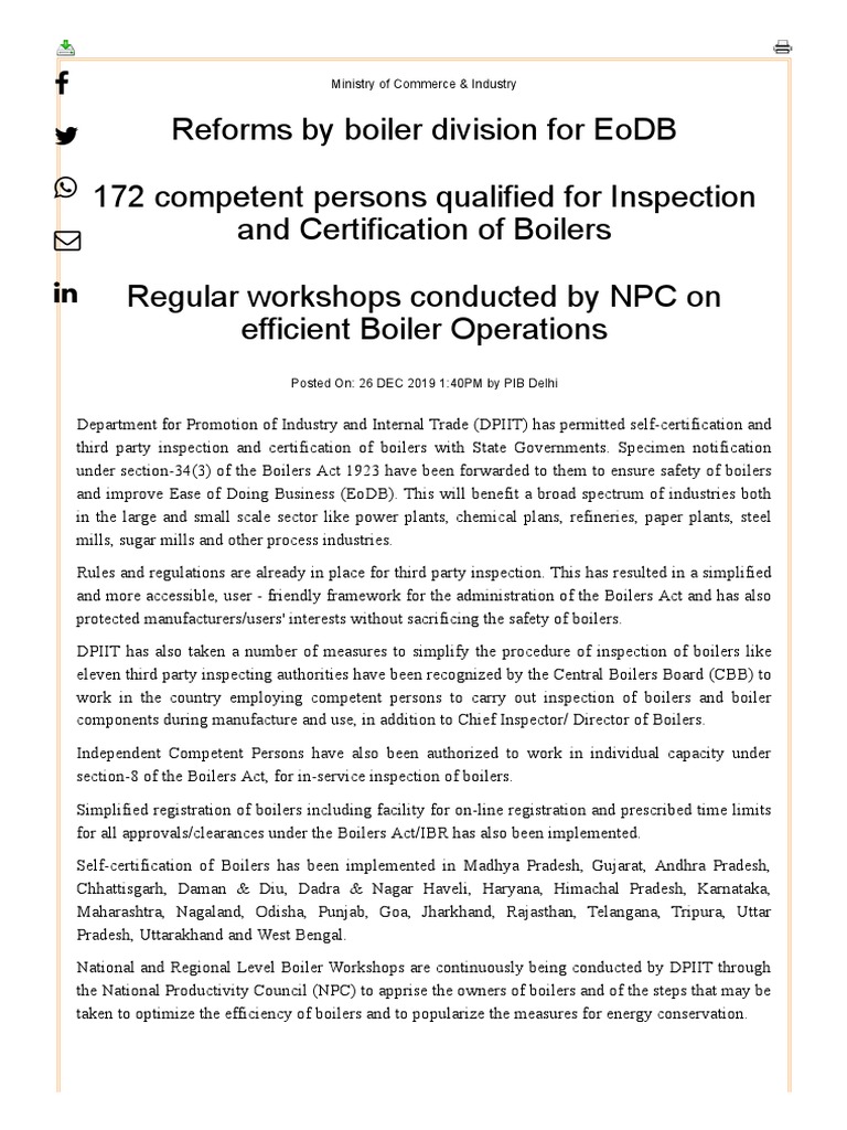 Boiler - Self Certification Scheme | PDF