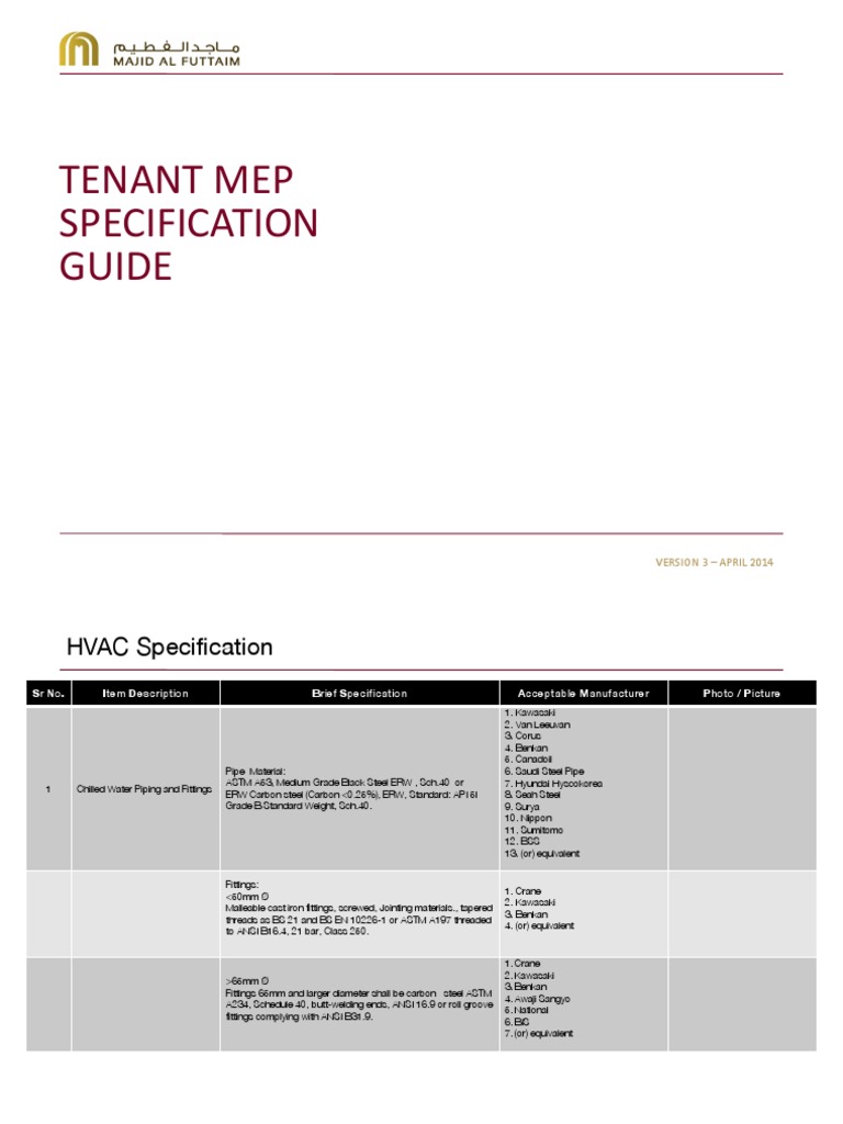 Tenant Mep Specification Guide: Version 3 - April 2014 | PDF | Duct ...