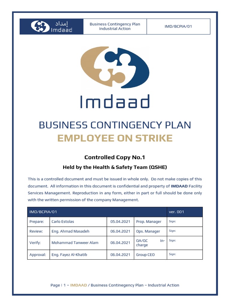 Business Contingency Plan for Strikes | PDF | Employment | Strike Action