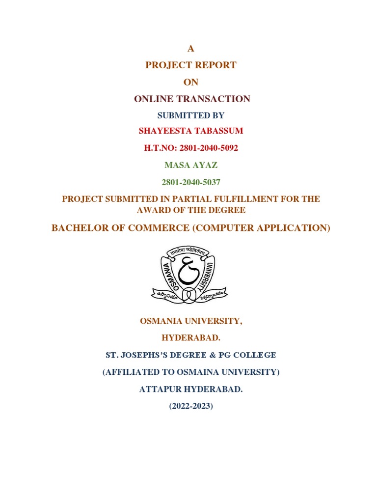 A Project Report ON: Online Transaction | PDF | Chi Squared Test ...