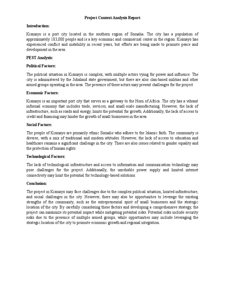 Project Context Analysis Report - Sample | PDF | Infrastructure | Risk