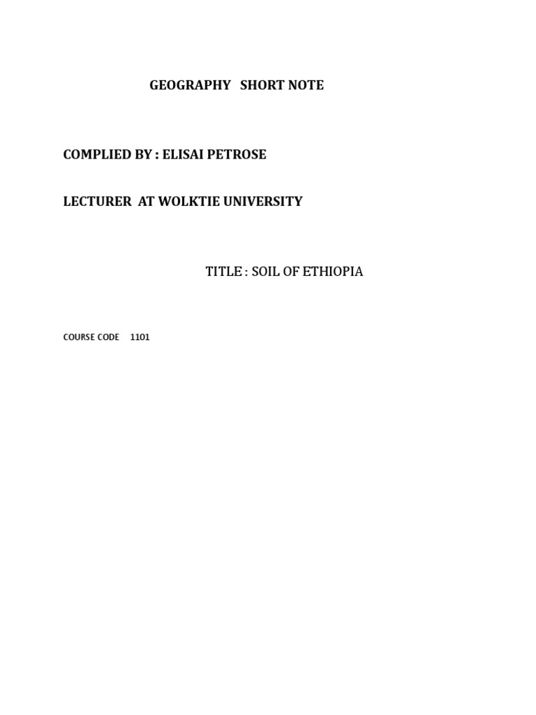 Geography Short Note: Title: Soil of Ethiopia | PDF | Soil ...