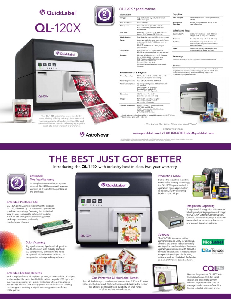 QL 120X Brochure QuickLabel USA EN | Download Free PDF | Printer (Computing) | Computer Engineering
