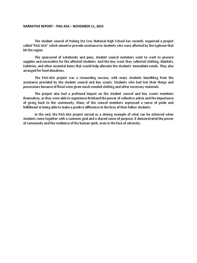 PAG-ASA Narrative Report | PDF