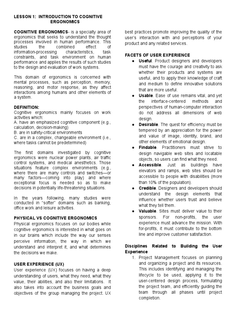 Introduction to cognitive ergonomics and human information processing | PDF | Memory | Information