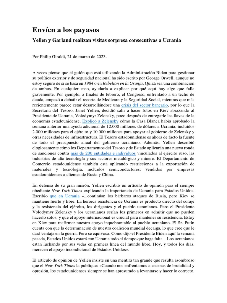 Philip Giraldi - Envíen A Los Payasos | PDF | Ucrania | Los Estados Unidos