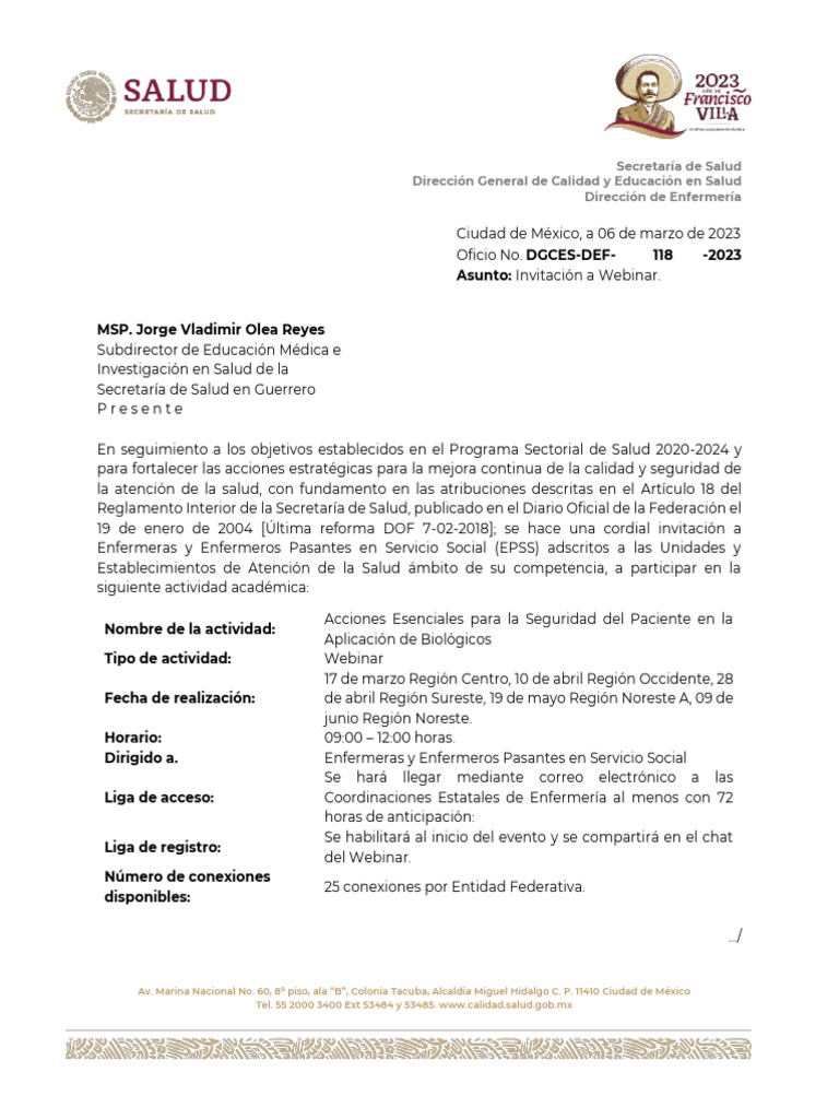 DGCES DEF 118 2023 - Gro | PDF | Enfermería | Ciudad de México