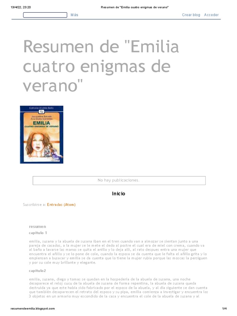 Resumen de - Emilia Cuatro Enigmas de Verano | PDF