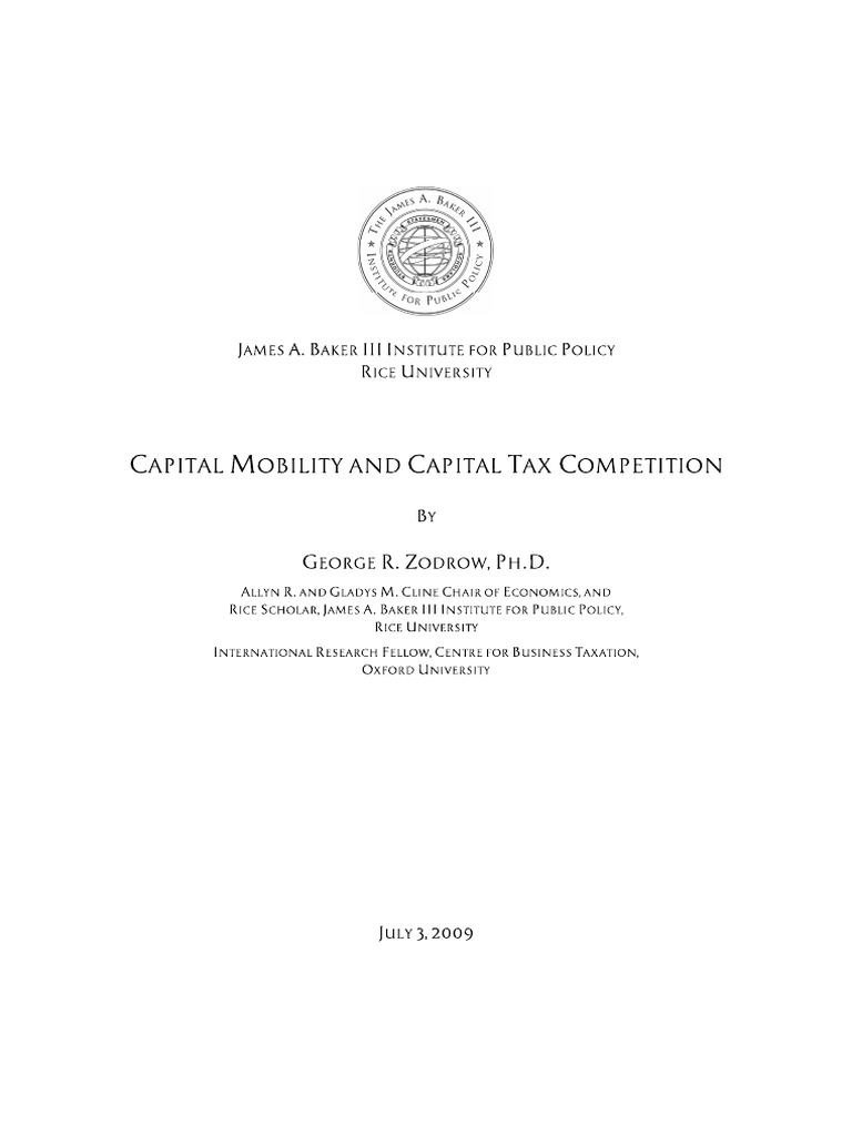 03 - Capital Mobility and Capital Tax Competition | PDF