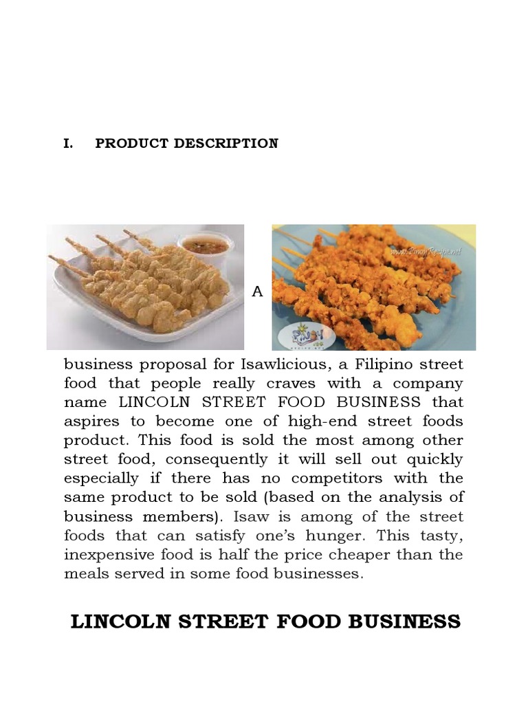Isawlicious: A Street Food Business Plan | PDF | Food And Drink ...