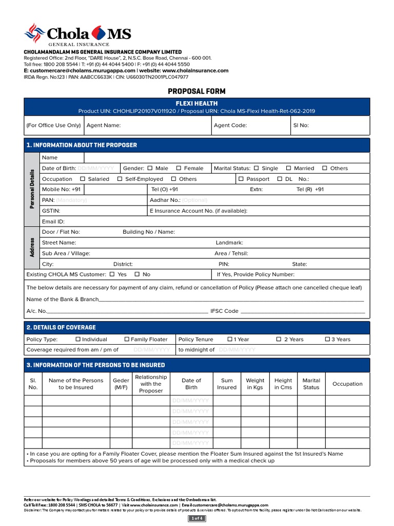 Proposal Form: Flexi Health | PDF | Insurance | Underwriting