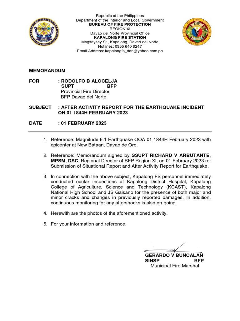 AAR 01 February 2023 Earthquake | PDF | Geology | Disasters